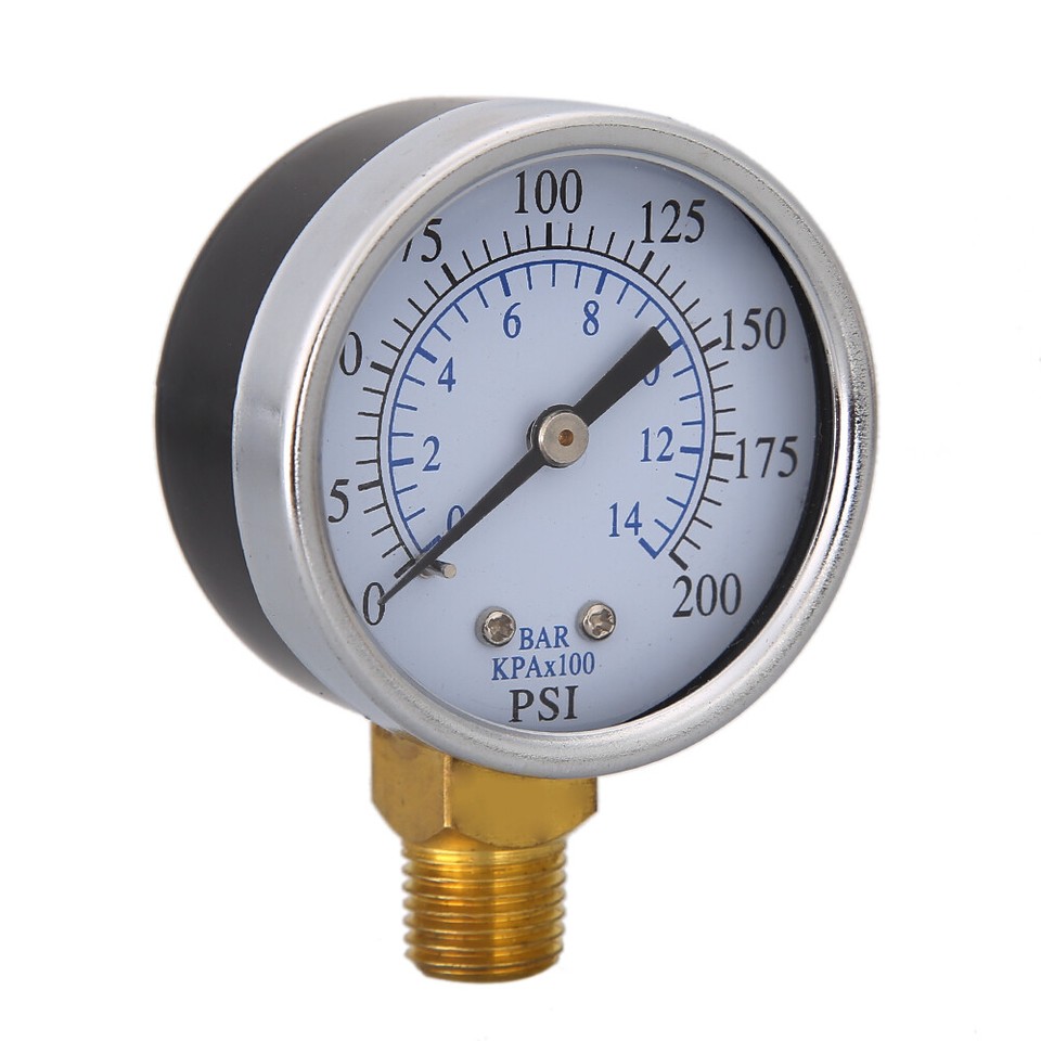 70mm Pressure Meter Gauge Dual Scale Dial 200 PSI Manometer 1/4 NPT ...