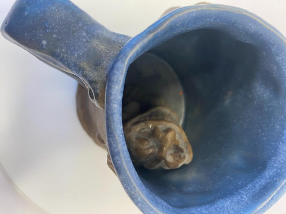 Jim Rumph Vtg Cross Eye Tankard Mug Ugly Face Art Pottery Gremlin Troll ...