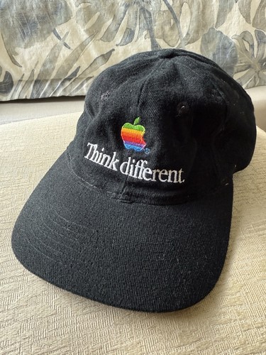 Apple Computer Vintage Think Different Black Baseball Cap Hat Strap ...