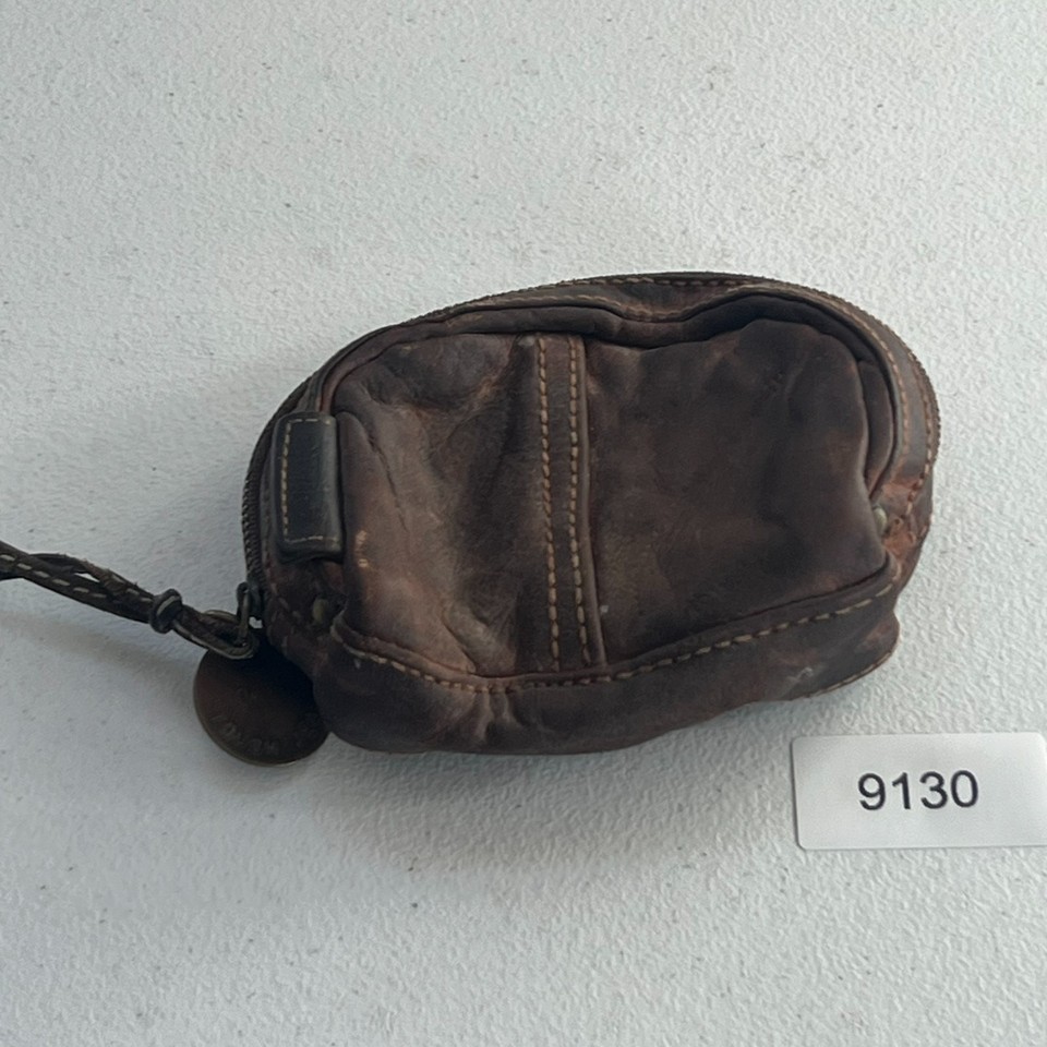 Tough Military Surplus Small Distressed Brown Leather Pouch Coin Purse ...