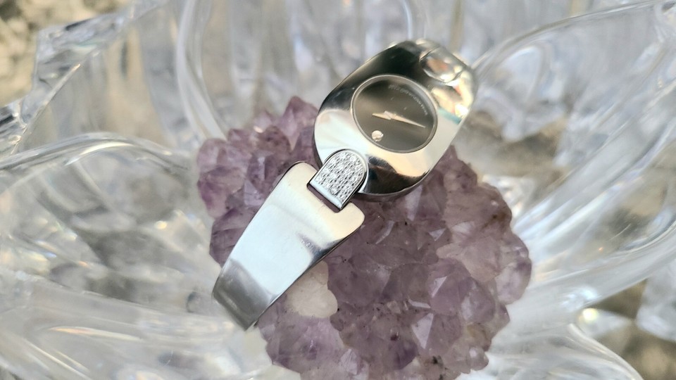 Movado Timema Steel Pave Diamond Black Dial Swiss Quartz Ladies Watch ...