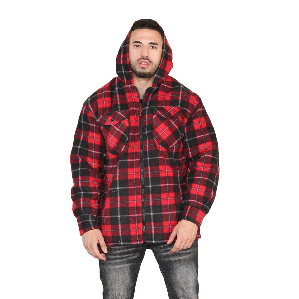PADDED SHIRT FUR LINED LUMBERJACK FLANNEL WORK JACKET WARM THICK CASUAL ...