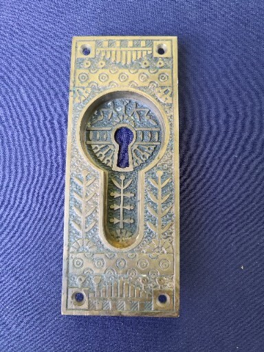 Antique Eastlake Door Brass Bronze Skeleton Key Hole Cover Escutcheon ...