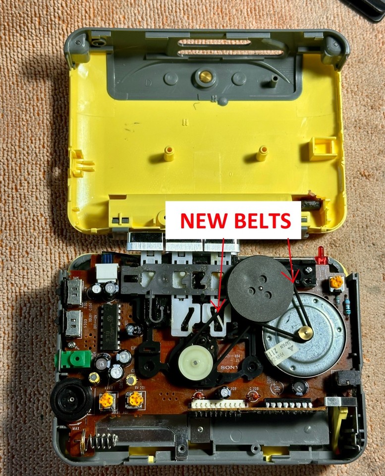 ⭐ Sony Walkman WM-F38 FM/AM Cassette Player Yellow ~New Belts ~Serviced ...
