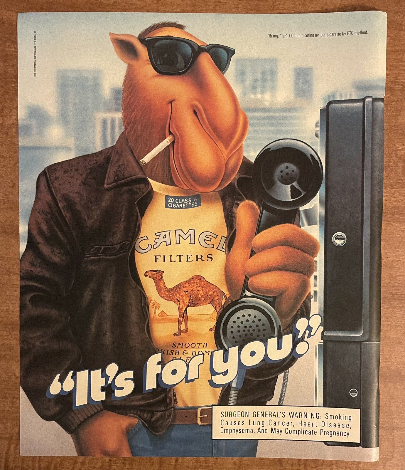 1990 Camel Cigarettes Joe Camel Pay Phone It’s For You 90s Print Ad | eBay