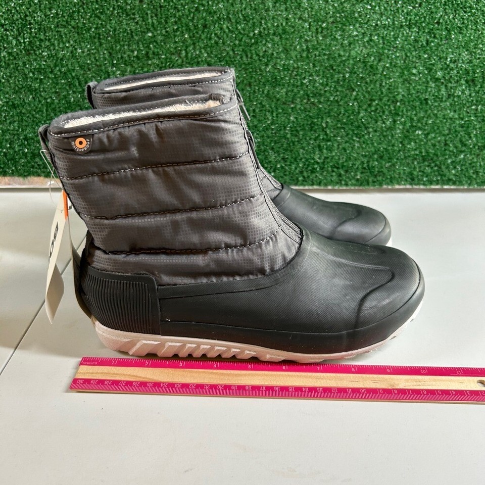 Bogs Classic Zip Waterproof Winter Snow Boots Puffer Gray Warm Fur ...
