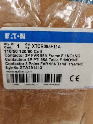 Eaton XTCR095F11A Contactor 3Pole FVR 95A Frame F 1NO-1NC 110/120v 50 ...
