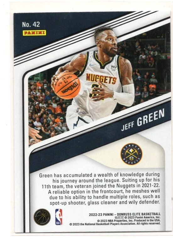 2022-23 Donruss Elite Jeff Green #42 Denver Nuggets FREE COMBINED ...