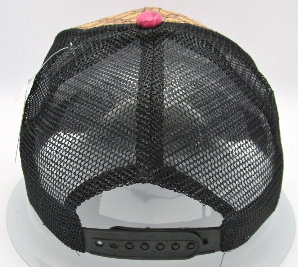 NWT Straw Mesh Trucker Hat Baseball Cap Snapback Adjustable Faux ...