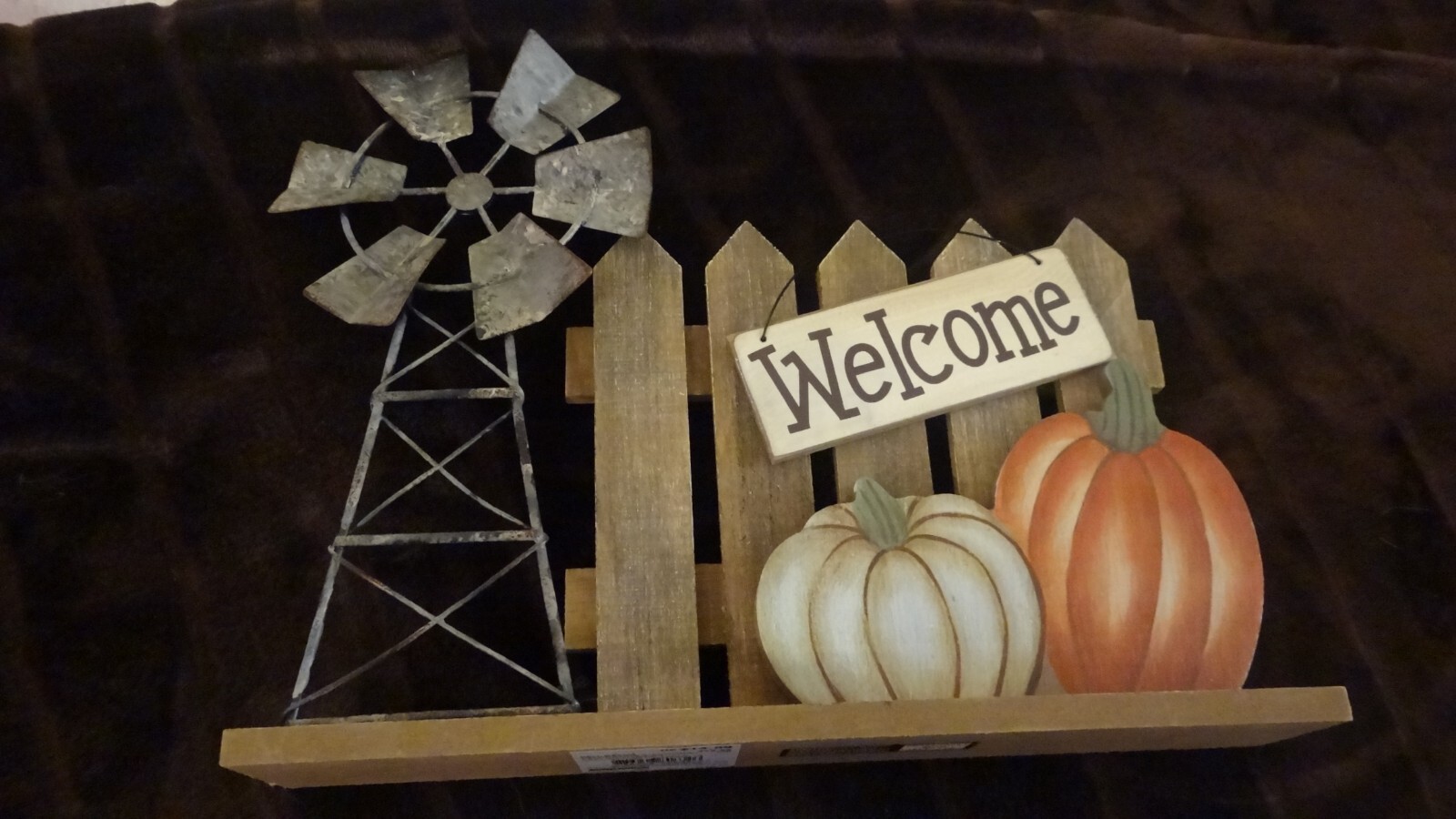 NEW ASHLAND AUTUMN / FALL WELCOME SHELF SIGN DECORATION w/PUMPKINS ...