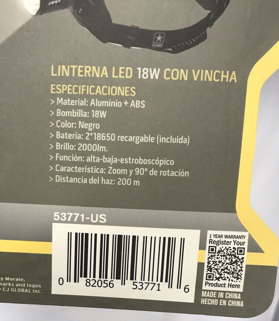 US Army LED Headlamp 2000 Lumen Rechargeable 3 Modes Head Light Head ...