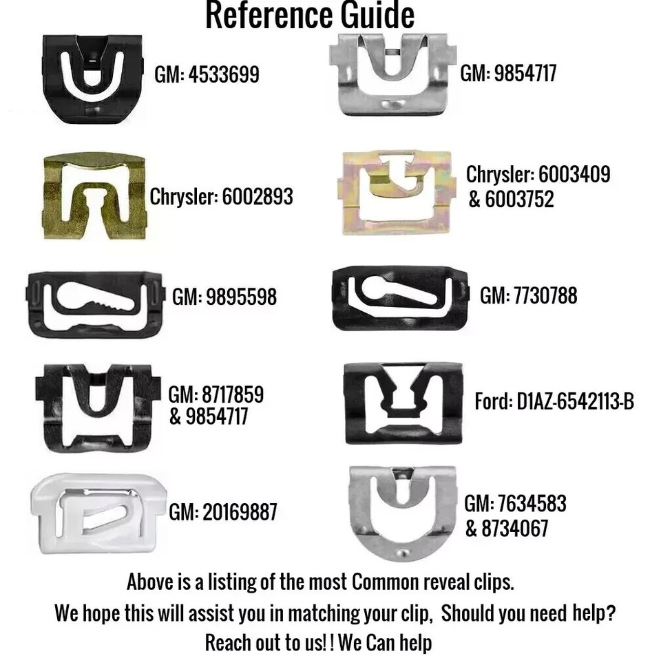 1968-1972 CHEVY CHEVELLE FRONT & REAR GLASS MOLDING CLIPS FOR TRIM ...