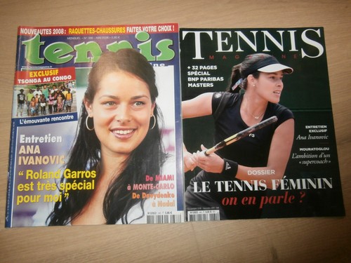 ANA IVANOVIC, 2 MAGAZINES "TENNIS MAGAZINE" + 10 CLIPPINGS, COLLECTOR ...