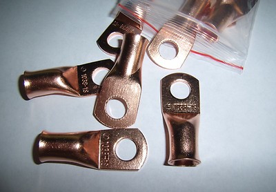 (2) Wire Ring Terminal Copper 1/0 AWG Gauge 3/8" Connectors Car Audio ...
