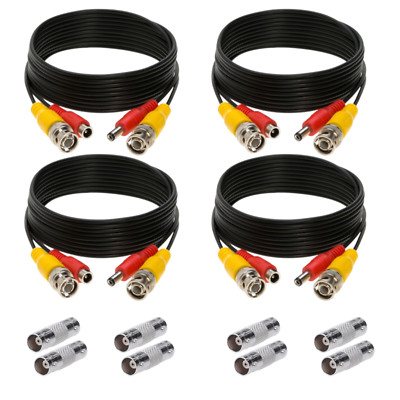 4 x 10FT Video Power Cable BNC DC Security Camera Extension Cord for ...