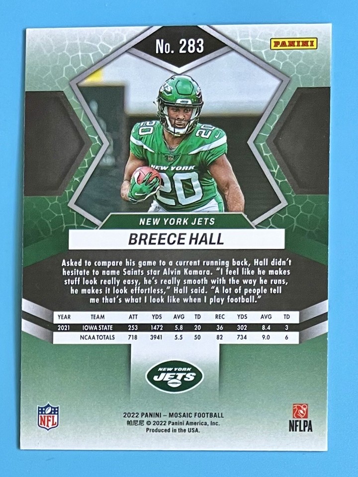 2022 Panini Mosaic Football Breece Hall Rookie Card #283 RC NFL Debut ...