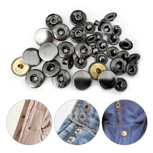 25Sets Snap Fasteners Metal Snaps Press Button Studs For Jacket Clothes ...
