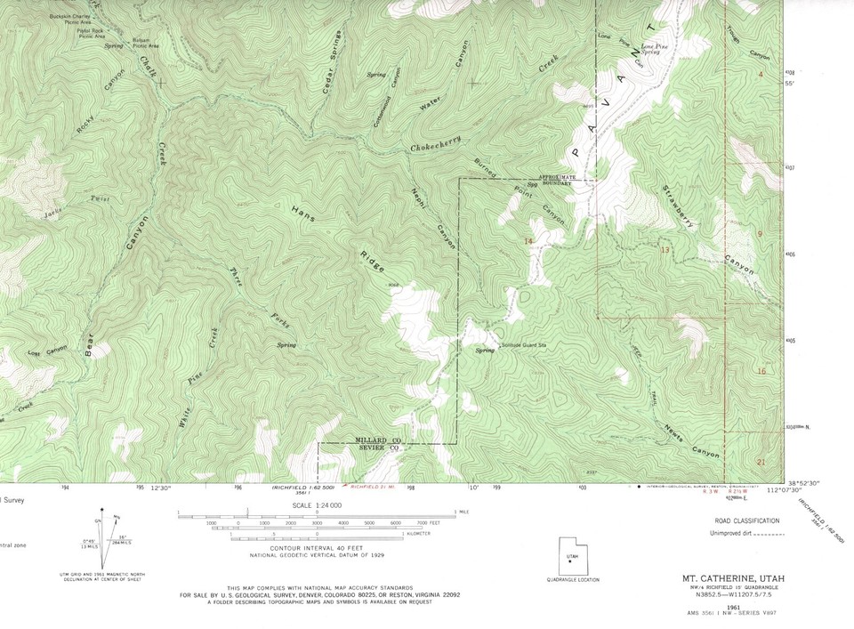 Mt. Catherine Quadrangle Utah 1961 USGS Topo Map 7.5 Minute Topographic ...