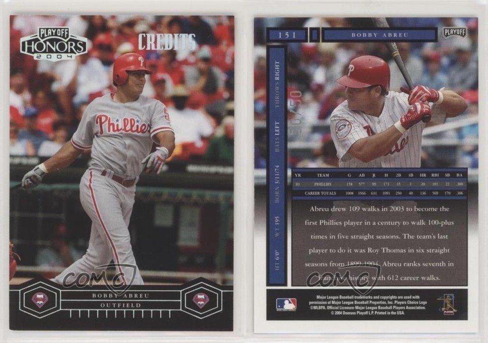 2004 Playoff Honors Credits Silver 50/50 Bobby Abreu #151 k8v | eBay UK
