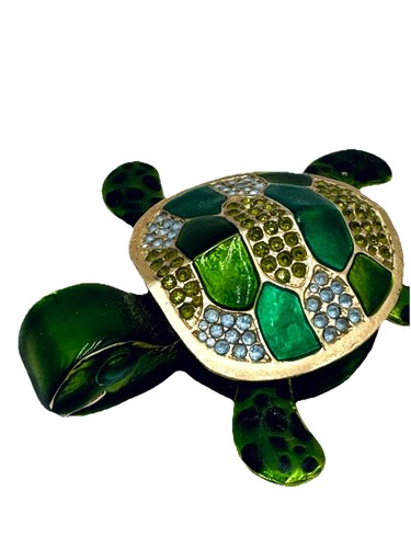 Sea Turtle Metal Hinged Trinket Box with Rhinestone Shell | eBay