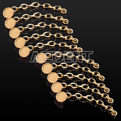 Dental Ortho Traction Chain Round Buttons with Chain Gold Plated 10 Pcs ...