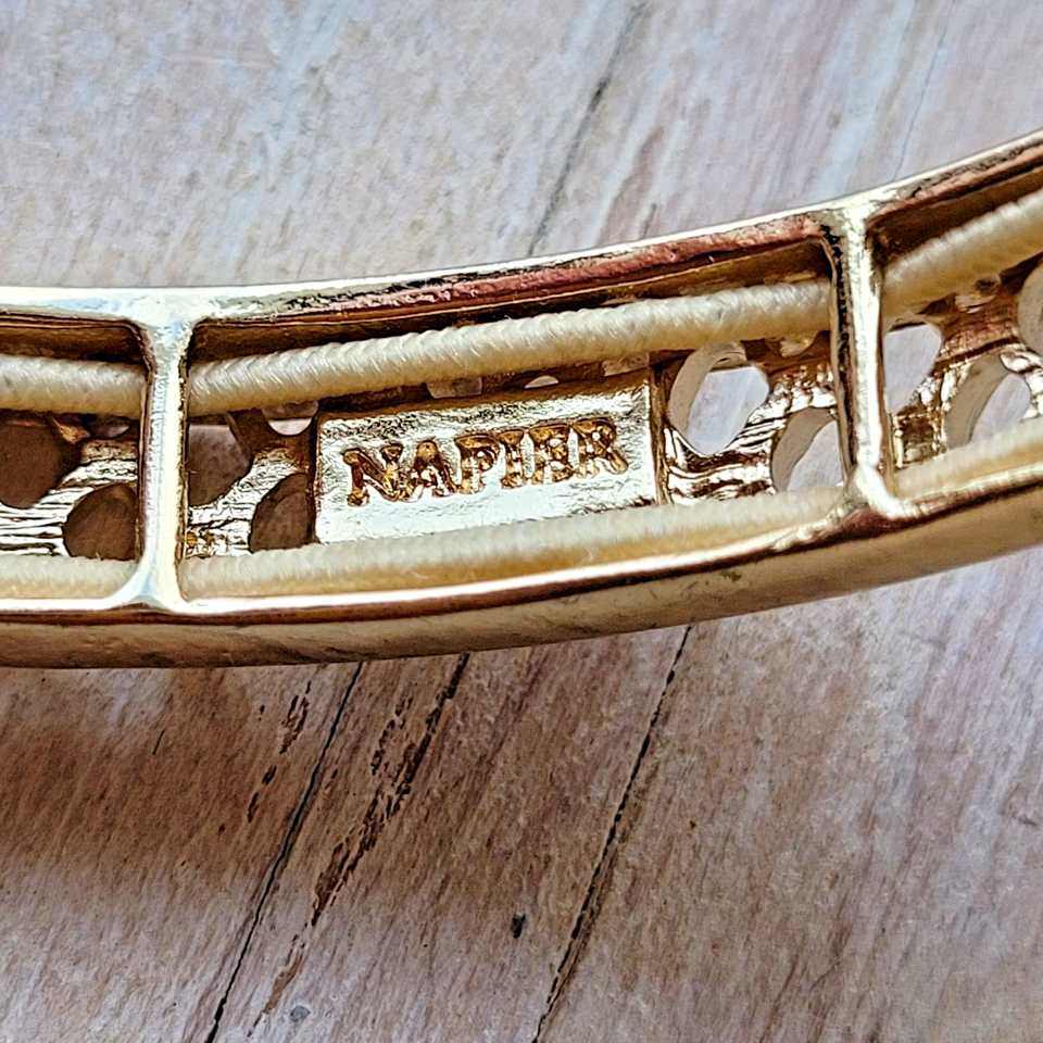 Napier Gold Tone Stretch Bracelet 3 ring and Woven Patterned New with ...