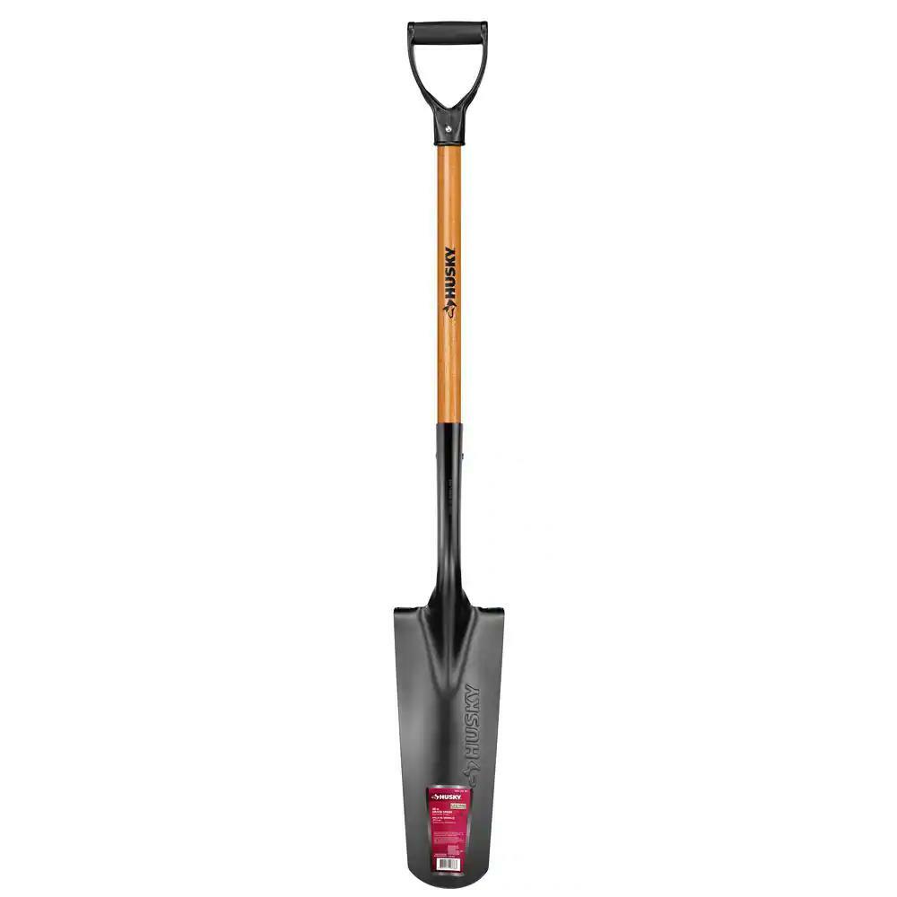 Husky Carbon Steel Drain Spade Shovel Garden Digging Clearing, 28" D ...