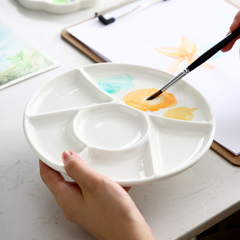 Ceramic Artist Paint Palette Art Paint Palette Watercolor Mixing Tray ...