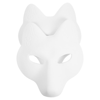 2 Pcs Blank Fox Mask Diy Animal Masquerade Half Face Costume Halloween ...