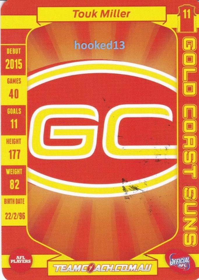 Signed Touk Miller Gold Coast Suns Autograph on 2017 TeamCoach Card | eBay