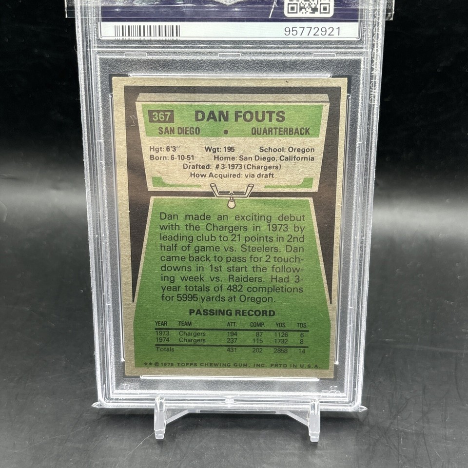 Dan Fouts 1975 Topps RC PSA 3.5 VG+ Chargers RARE grade Chargers | eBay