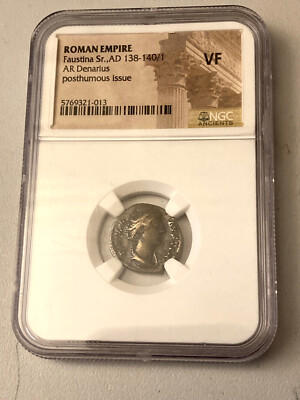 RARE ANCIENT COIN FAUSTINA SR AD 138-140/1 AR DENARIUS NGC VF | eBay