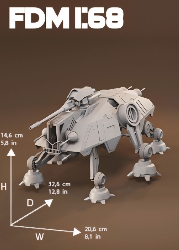 Star Wars The Clone Wars At-te Walker 1/64 Scale Custom 3d Model Kit ...