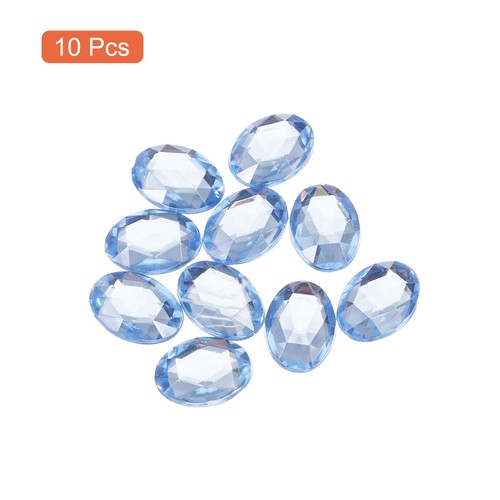 10Pcs Acrylic Oval Gems 30x40 mm Flat Back Rhinestones DIY Light Blue ...
