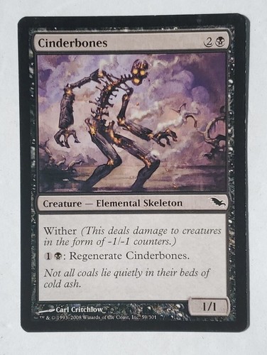 MTG Magic The Gathering Card Cinderbones Creature Elemental Skeleton ...
