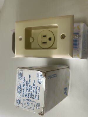 Eagle 775V-Box Clock Hanger Receptacle Ivory 15A 125V 2 Pole Ivory, 3 ...