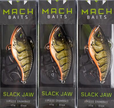 (LOT OF 3) MACH BAITS SLACKJAW 1/2OZ HCMBSJ12-905 GREEN CRAWDADDY J4357 ...