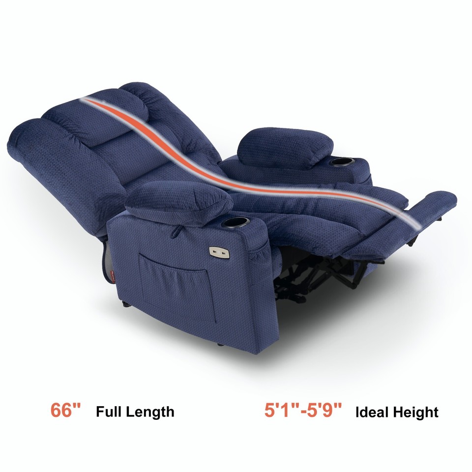 Mcombo Power Recliner Sofa Chair with Heat & Massage, USB for Living ...