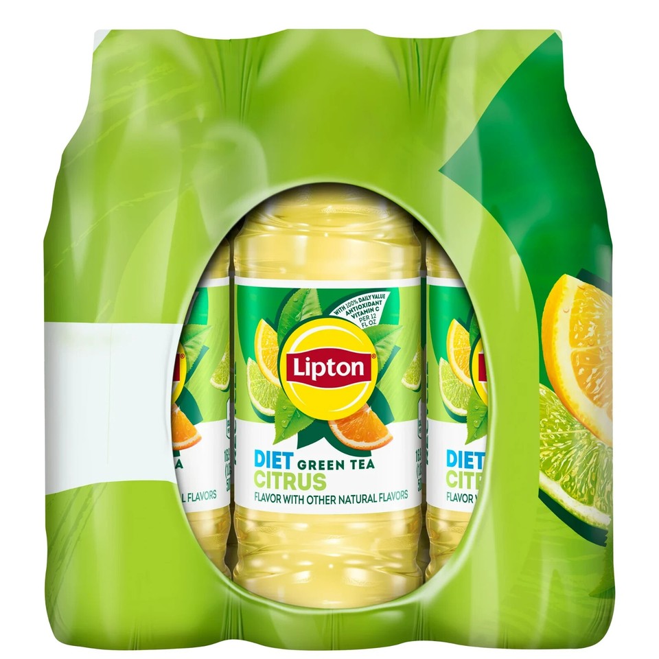 Lipton Diet Green Tea Citrus Iced Tea, Bottled Tea Drink, 16.9 fl oz ...