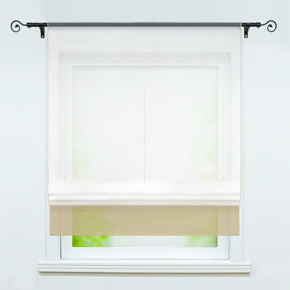 Rod Pocket Roman Curtains Liftable Shade Window Valance Drape Blind Net ...