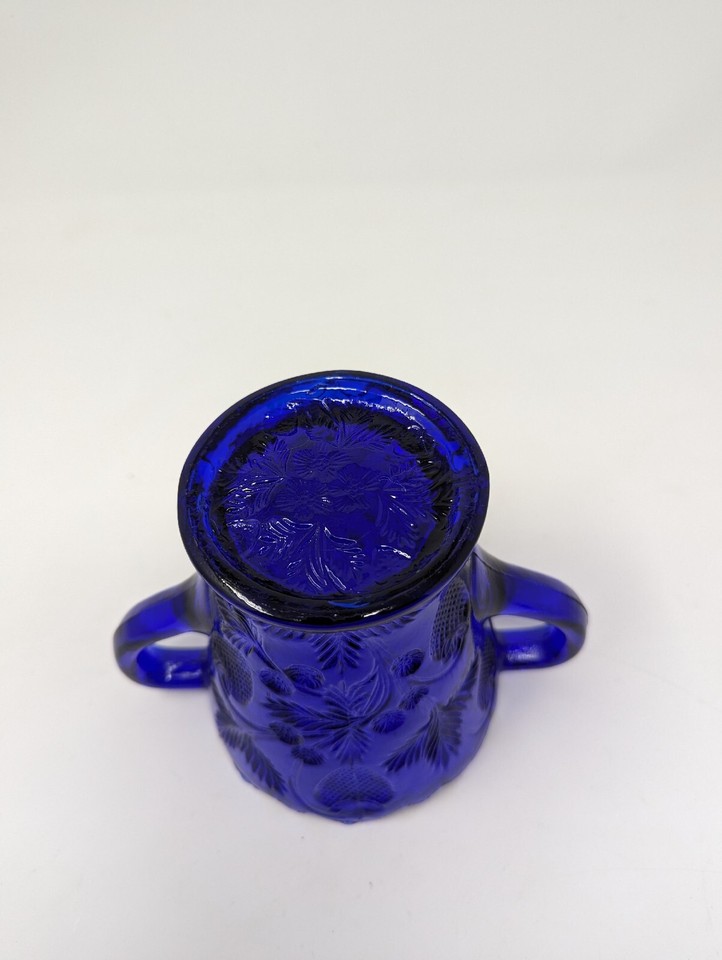 Mosser Cobalt Blue Double Handle 5" Glass Vase W/ Inverted Strawberry ...
