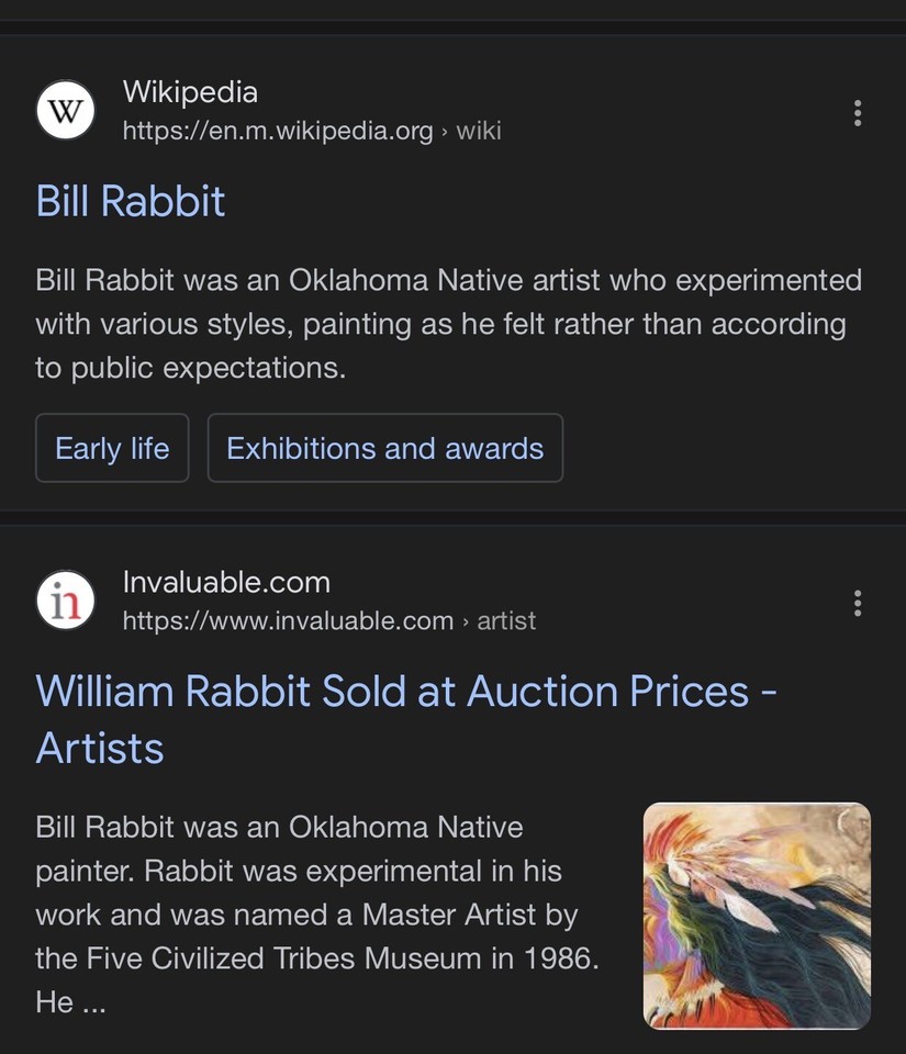 Cherokee Nation Indian Artist Bill Rabbit “A Shining Moment” Original ...