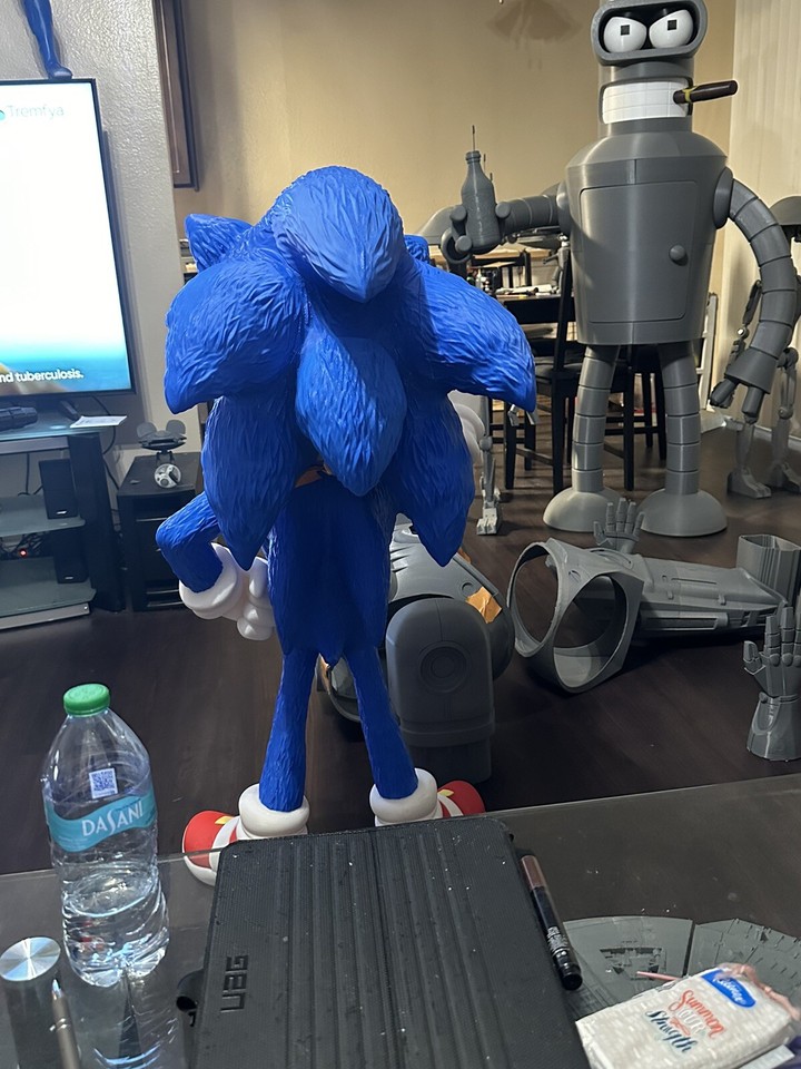 Life Size Sonic The Hedgehog Figure 41” Tall 3D Printed complete No ...
