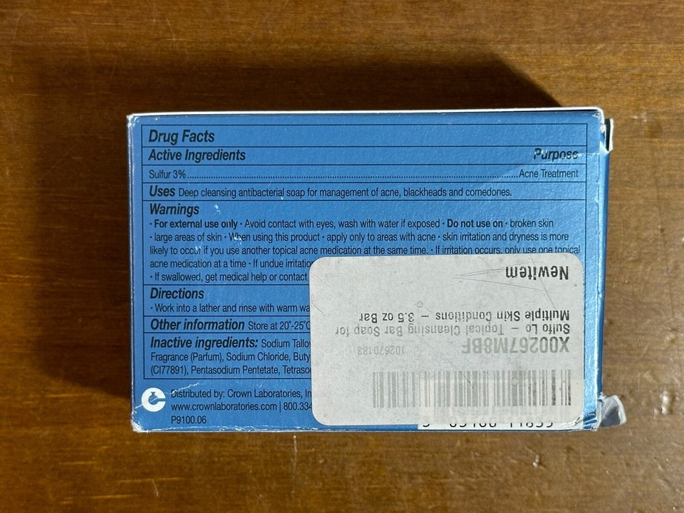Sulfo-Lo Cleansing Bar Soap with Sulfur for Face and Body, 3.5 Ounce ...