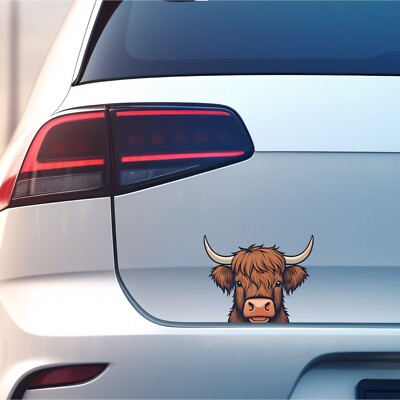 Cute Highland Cow Peeking Peeping Peeker Peeper Vinyl Sticker Decal ...
