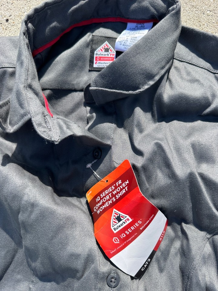 Bulwark FR Shirt Women XL Gray IQ Series Westec G2 Work Uniform Trane ...