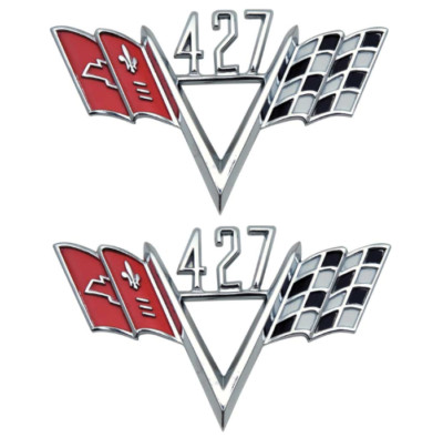 OER Custom 427 Crossed Flag Front Fender Emblem Set For Chevy Car and ...