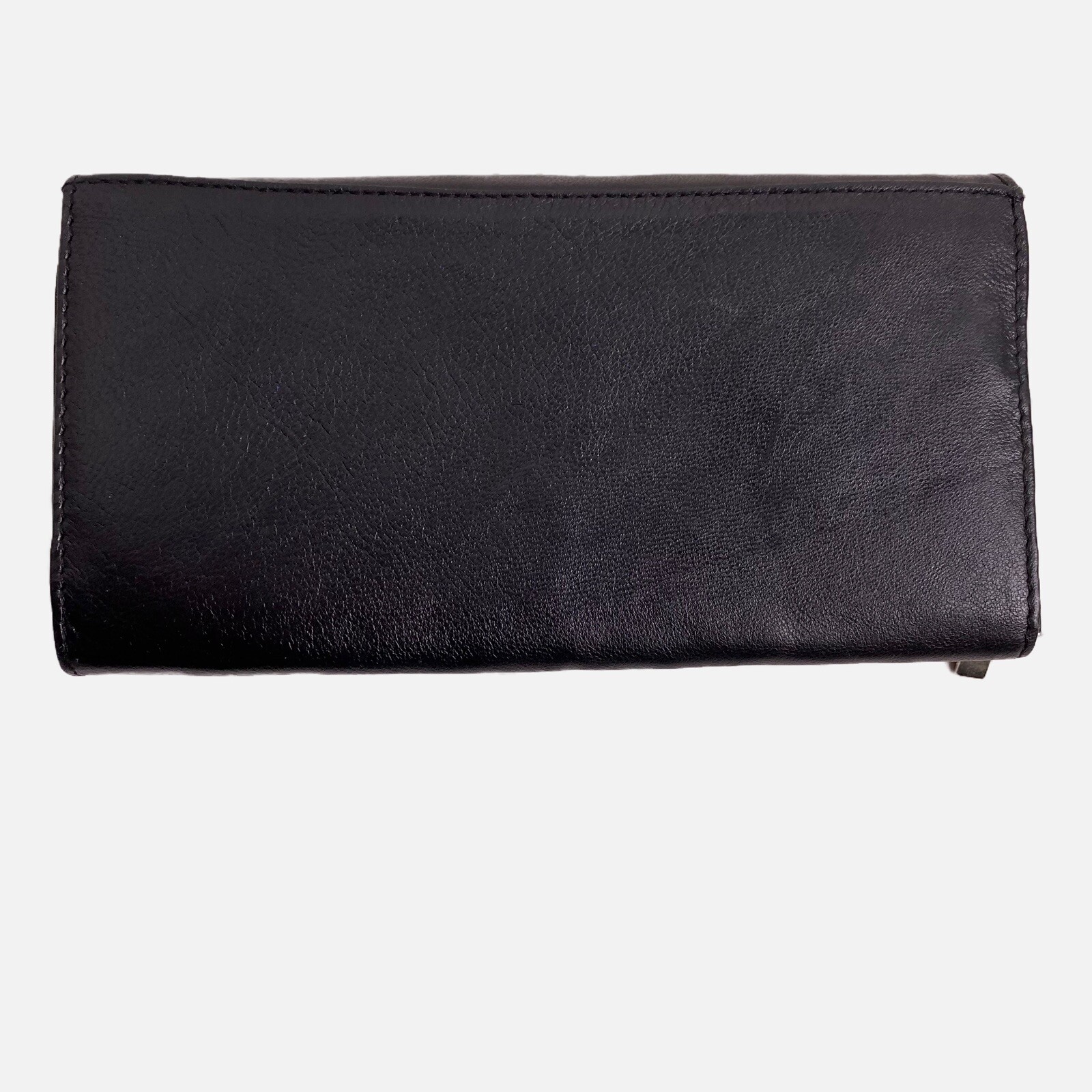 Black Vegan Full Size Wallet Fold Out Snap Close Wallet | eBay
