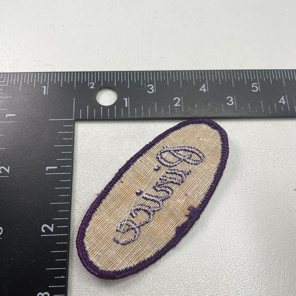 Vintage Uniform Patch Name PINICE Brown Letter On Yellow In Cursive ...