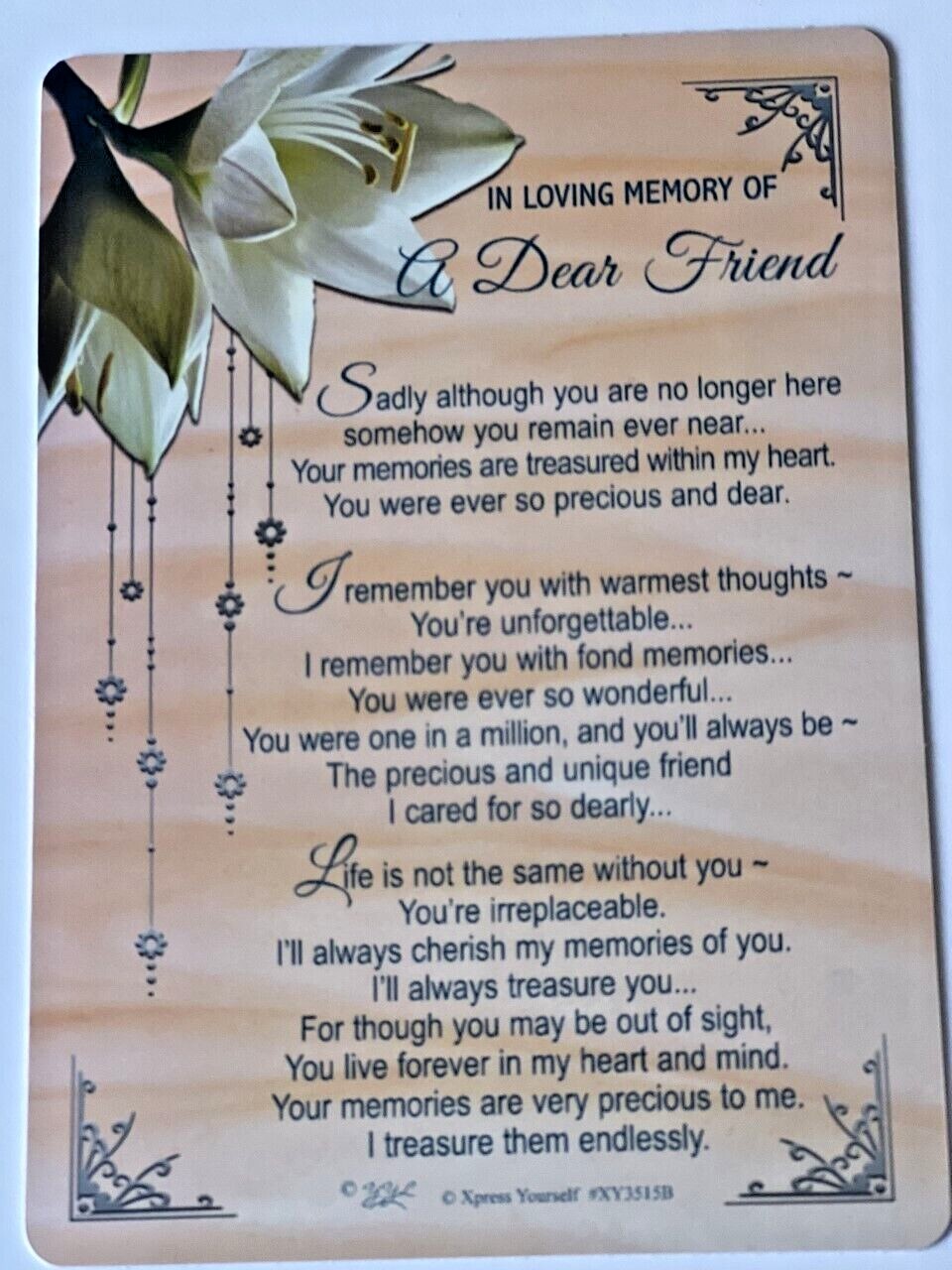 Graveside Memorial Verse Card Keepsake Mum Nan Grandad Nanna Brother ...